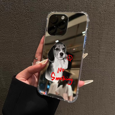 禁止吸烟小狗适用iPhone17苹果14手机壳16ProMax荣耀90比格犬15华为Mate70Pro镜面P80小米vivo女13搞怪op情侣