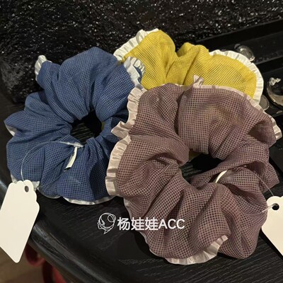 671501韩国东大门Trois de LEI新款高级感时尚网纱荷叶边发圈