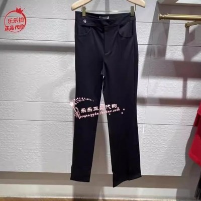 曼娅奴专柜正品2024春装新款简约开叉微喇休闲裤子女MO12BC025