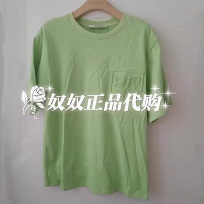 曼娅奴2024年春装新款字母刺绣圆领短袖宽松T恤女MO12RA017