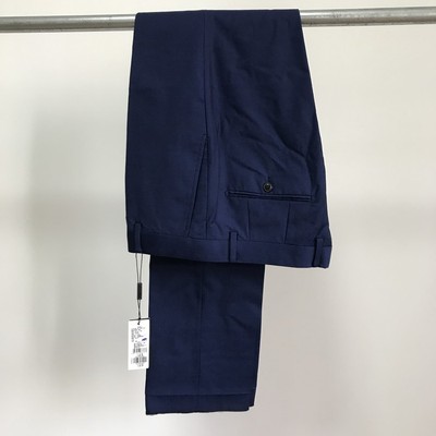 依文男士商务意大利Guabello进口纯羊毛面料蓝色西裤吊牌价1200元