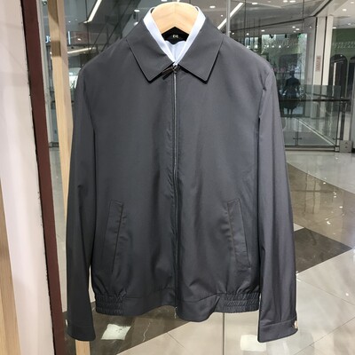 依文男士意大利olmetex面料灰绿色翻领夹克商务上衣吊牌价2580元