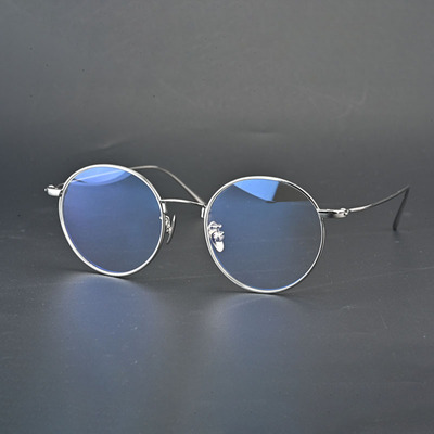 S800银复古潮流全框眼镜小圆框时尚贵金属高度数可配近视男女1043