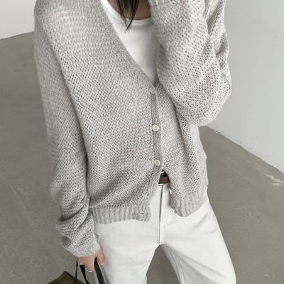 Hand made-26年早春温柔风V领极简针织开衫k529