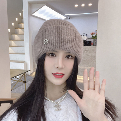 兔毛时尚显脸小毛线帽保暖