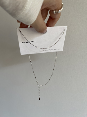 纯银镀金一字间隔极细叠戴项链女