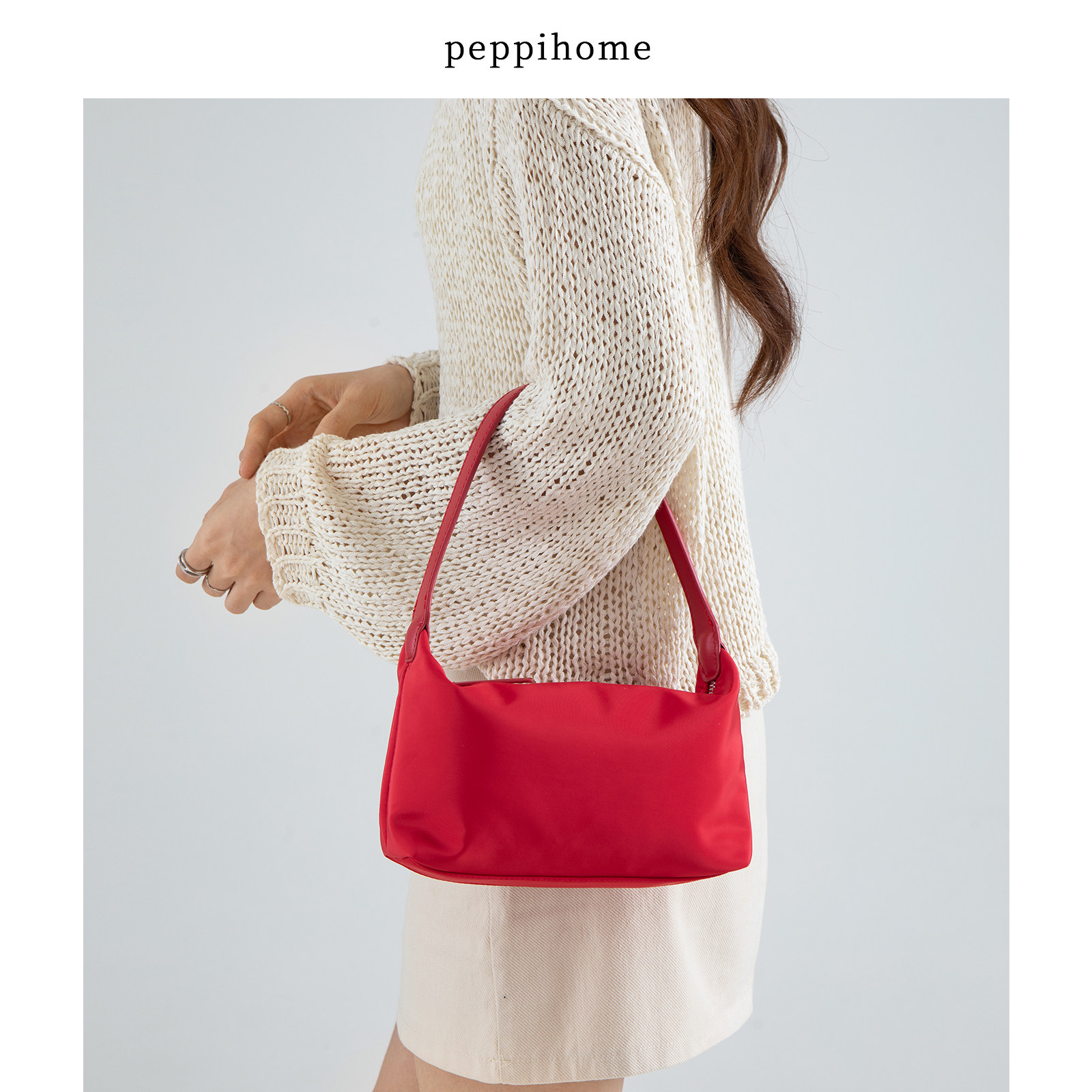 PEPPIHOME 2026韩国新款小众尼龙质感极简风手提包轻便百搭hobo包