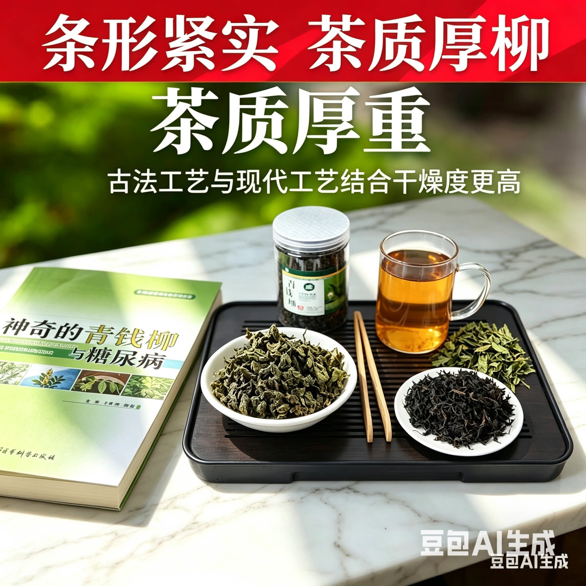 喝一杯高山古树青钱柳茶养生茶修水金钱柳绿茶嫩叶