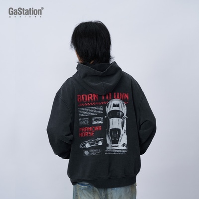 Gastation闪电-连帽做旧卫衣