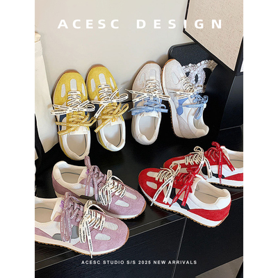 Acesc/艾斯臣加州往事2025时髦双鞋带厚底运动风阿甘德训板鞋女