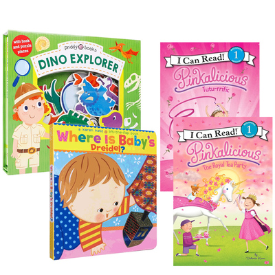 英文原版绘本The Royal Tea Party /Tutu-Rrific /Where Is Baby's Dreidel? /Dino Explorer Set互动冒险主题 系列4本