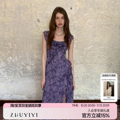 ZHUYIYI新款侧开叉薄纱连衣裙