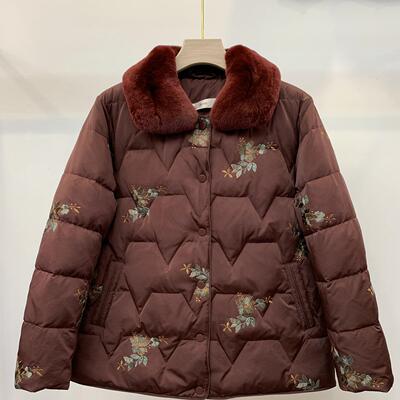 新款秋之歌Q94038冬装羽绒服90绒獭兔毛领保暖外套奶奶冬季福太太