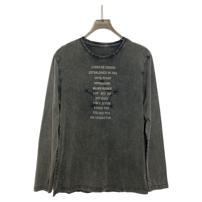 圣迪折扣做旧毛边男士全棉T恤0243