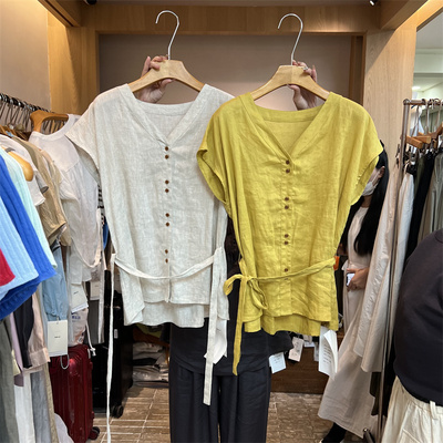 亚麻上衣韩国mmc夏季新款极简风