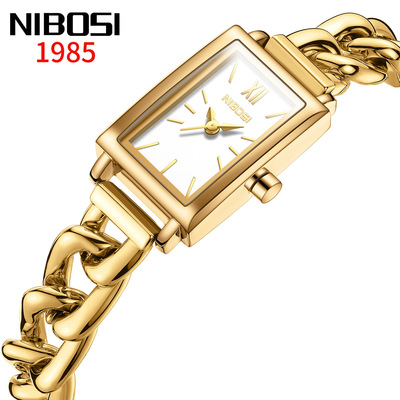 NIBOSI经典简约设计方形链条手表