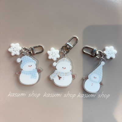 雪人派对钥匙扣｜原创雪人植绒雪花挂件车钥匙扣包挂饰闺蜜礼物