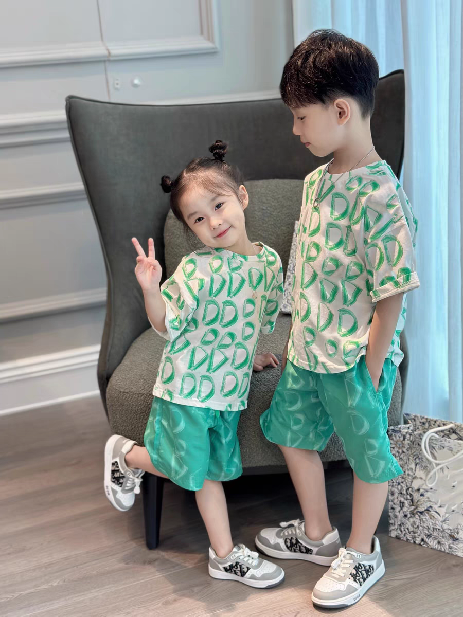 Little Seven Baby Brother and Sister Dress Letter Graffiti Spring and ...