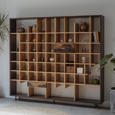 侘寂中式设计茶杯博古架野木