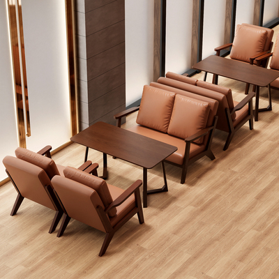 复古咖啡厅奶茶店沙发