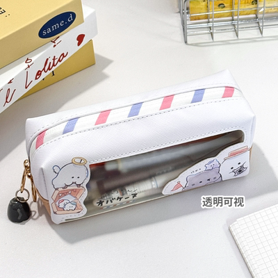 日系小众幽灵透明开窗笔袋送挂件