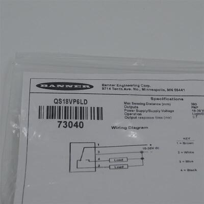 全新原装BANNER邦纳QS18VP6LD漫反射激光光电开关感测器73040询价