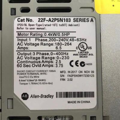 ab变频器22f-a1p6 a2p5 b2p5 b4p5 V2P5 v4p5 v6p0 v1p6 n103询价