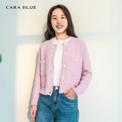 喀啦CARABLUE 气质百搭通勤简约小香风针织开衫KB231MKC0003