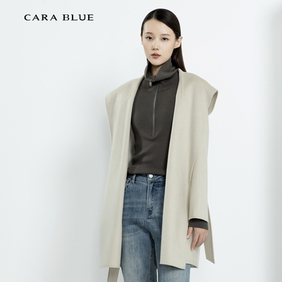 喀啦CARABLUE 气质百搭 经典通勤女大衣外套 KB233PWH0005