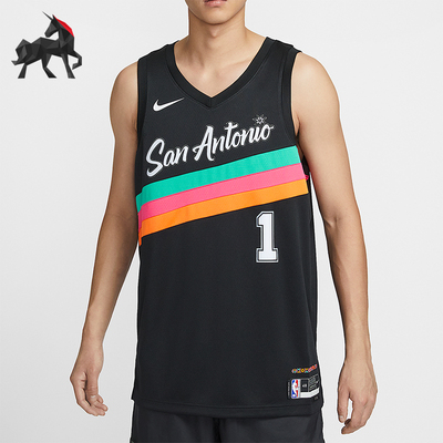 Nike/耐克正品2025男士运动V领套头印花篮球背心T恤HM5996-013