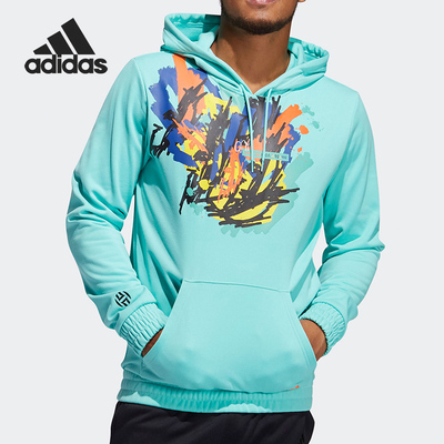 Adidas/阿迪达斯官方正品冬季男子加绒时尚印花连帽卫衣H13714