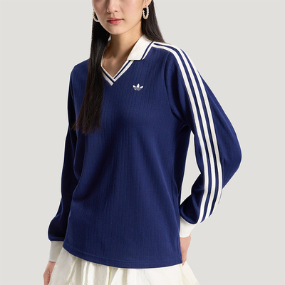 Adidas/阿迪达斯正品三叶草女士针织宽松时尚长袖POLO衫KY5732