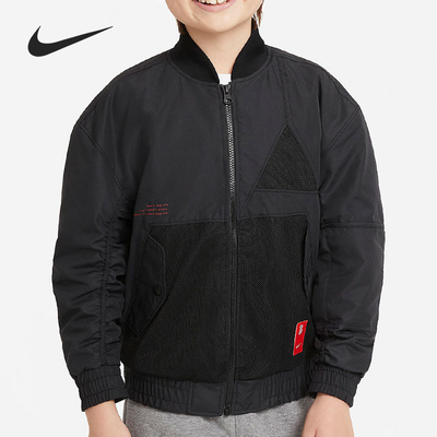 Nike/耐克正品休闲大童拼色全长拉链立领夹克外套 CU8921-010