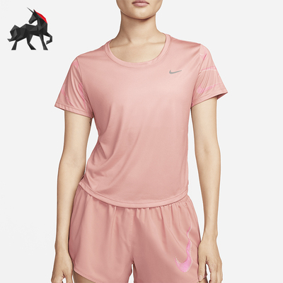 Nike/耐克正品2025女士印花圆领套头耐穿训练跑步短袖FB4682-618