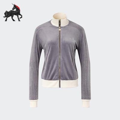 阿迪达斯女士立领天鹅绒烫钻外套