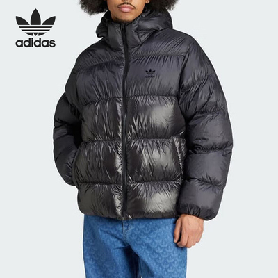 阿迪达斯男士连帽保暖户外羽绒服