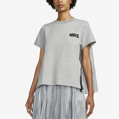 Nike/耐克正品Sacai女士后背褶皱拼接经典圆领短袖T恤CV5716-063