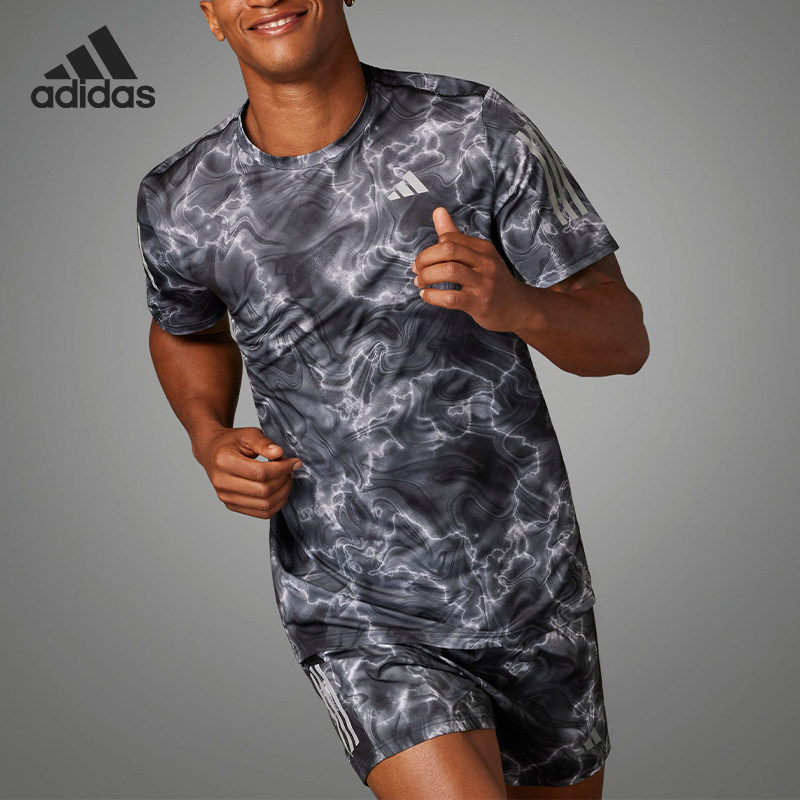 Adidas/阿迪达斯官方正品印花男子跑步运动圆领短袖T恤IB6394_虎窝淘