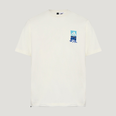 Adidas/阿迪达斯正品轻运动系列新款男米白蓝色经典短袖T恤LC8857