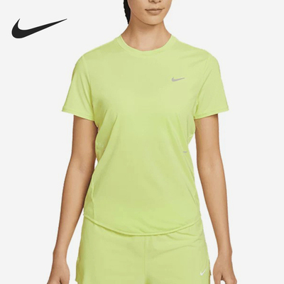 Nike/耐克官方正品新款女荧光黄浅绿色跑步训练短袖T恤HM9699-736