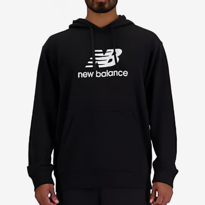 New Balance新百伦正品男宽松连帽字母长袖卫衣MT41501-BK