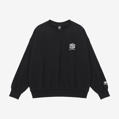 New Balance新百伦正品数字印花男套头圆领长袖卫衣AMT23330-BK
