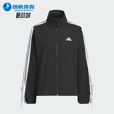 Adidas/阿迪达斯正品DANCE WB 1女士宽松蝴蝶结三条纹外套KT5003