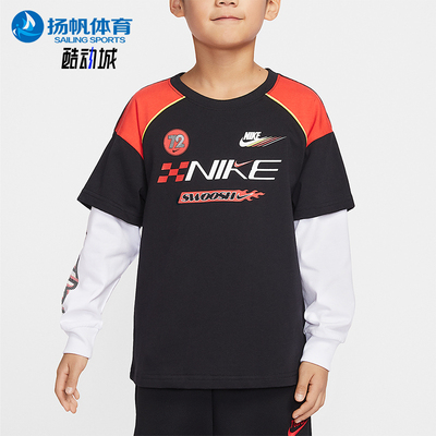 Nike/耐克正品Sportswear小童休闲拼接假两件刺绣上衣IV4743-010