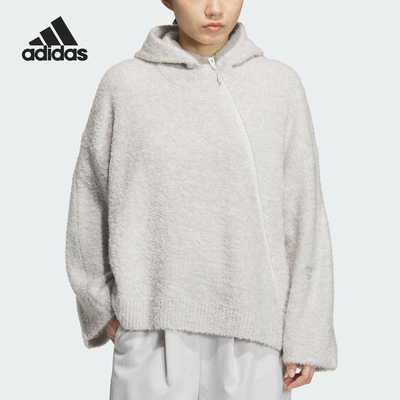 Adidas/阿迪达斯正品2025女士运动时尚宽松休闲连帽针织衫KC5782
