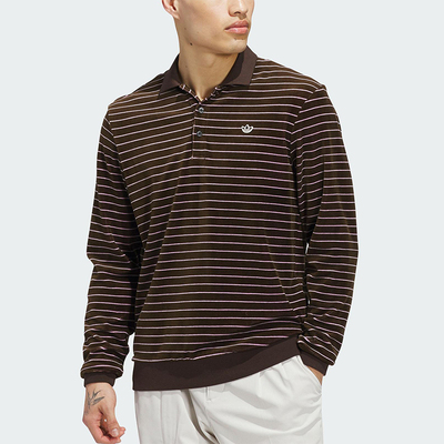 Adidas/阿迪达斯正品男士运动简约舒适条纹长袖Polo衫JW9863