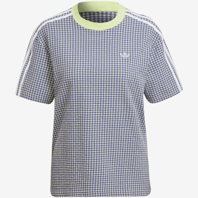 Adidas阿迪达斯正品女款三叶草GINGHAM TEE印花短袖T恤HB9455