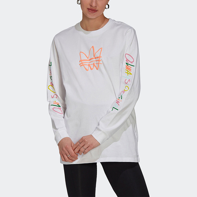 阿迪达斯女士休闲印花针织长袖