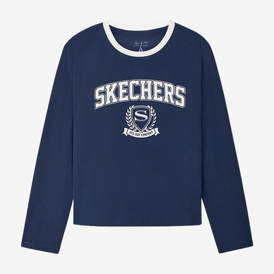 Skechers斯凯奇正品儿童款风尚系列圆领长袖T恤L325W005-029Y