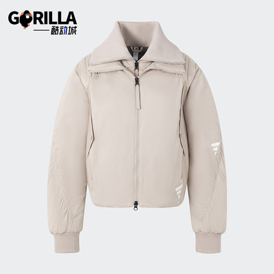 阿迪达斯女士时尚翻领保暖棉服